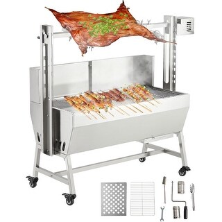 Stainless Steel Automatic Rotisserie Grill with Wind Screen, 37in 132LB ...