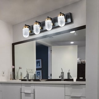 24.8 in. 4-Light Black Metal LED Vanity Light Bar - Bed Bath & Beyond ...