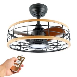 16'' Ceiling Fans with Lights and Remote, 6-Speed Caged Ceiling Fan ...
