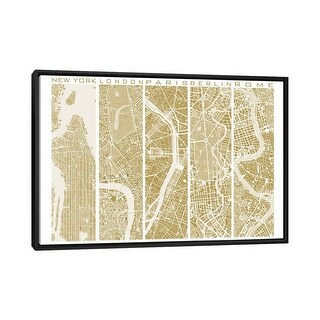 iCanvas "Five Cities Gold" by Planos Urbanos Framed - Bed Bath & Beyond ...
