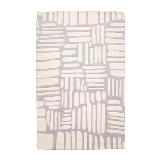 Hand Tufted Hand Made 100% Wool Modern Oriental Area Rug Gray,Cream - 5 ...