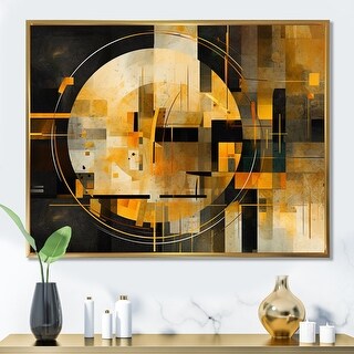 Designart "Gold And Black Cubist Visions II" Cubism Framed Wall Art ...