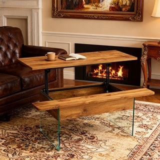 43.3-inch coffee table with height-adjustment function (with storage ...