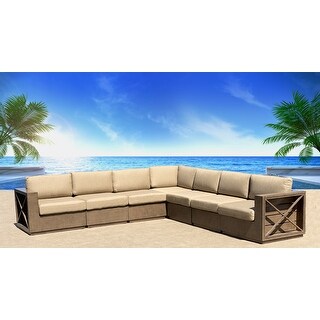 Modern Rustic Patio Backyard Deep Seating Conversation Sectional Set of ...