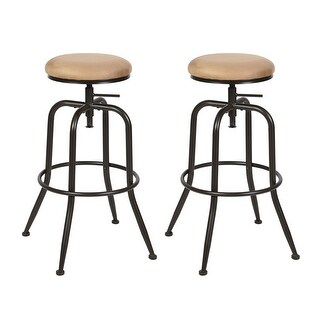 Vintage Industrial Counter Bar Stools Metal Wood Swivel Height ...