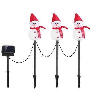 3 Piece Solar LED Snowman Stake Lights - White/Black/Red - Bed Bath ...