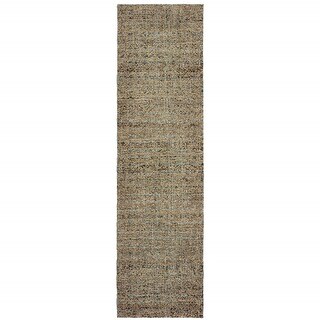 2' X 8' Silver Gold Rust And Blue Green Geometric Power Loom Stain ...