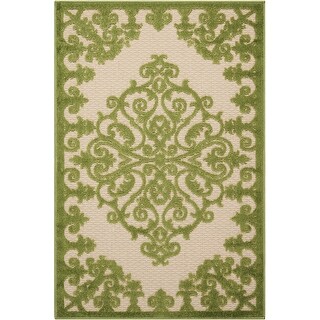 3' x 4' Green Medallion Indoor Outdoor Area Rug - 6' x 7' - Bed Bath ...
