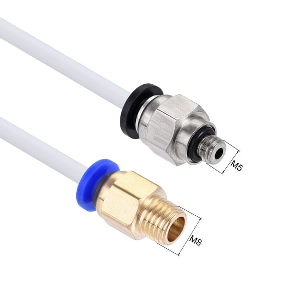 Pneumatic PTFE Air Tubing Kit 4mm OD 2mm ID 4M w M5 M8 Quick Fittings ...