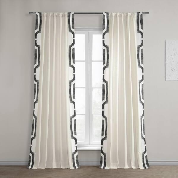Exclusive Fabrics Mecca Solid Cotton Bordered Curtain (1 Panel) - Bed ...