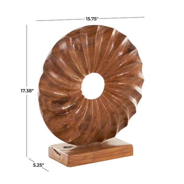 Brown Teak Wood Handmade Dimensional Circular Abstract Decorative ...