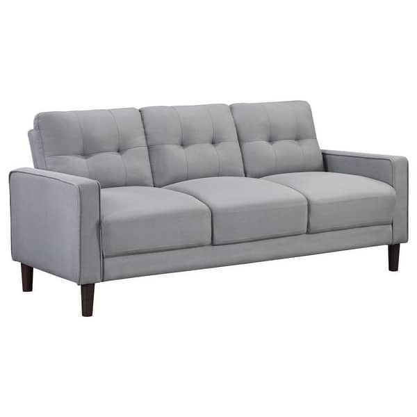 Bow 77 Inch Sofa, Grid Tufted Back, Track Arms, Self Welt Trim, Gray ...