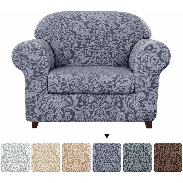 Subrtex 2 Piece Sofa Slipcover Jacquard Damask Spandex Furniture ...