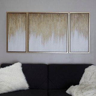Gold Canvas Ombre Geode Framed Wall Art with Gold Frame (Set of 3 ...