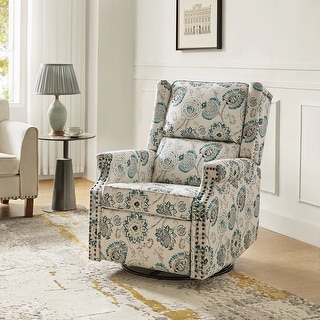 Amelia Transitional Floral Patterned Design Swivel Rocker Recliner by ...