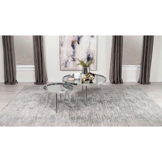 Kaelyn 2-Piece Round Mirror Top Nesting Coffee Table - Bed Bath ...