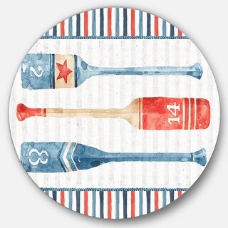 Designart 'Watercolor Nautical paddles' Traditional Metal Circle Wall ...