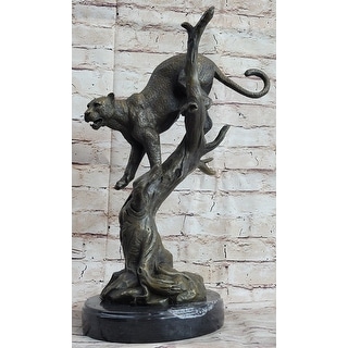 Puma Cougar Mountain Lion On Tree Branch Bronze Statue Sculpture ...