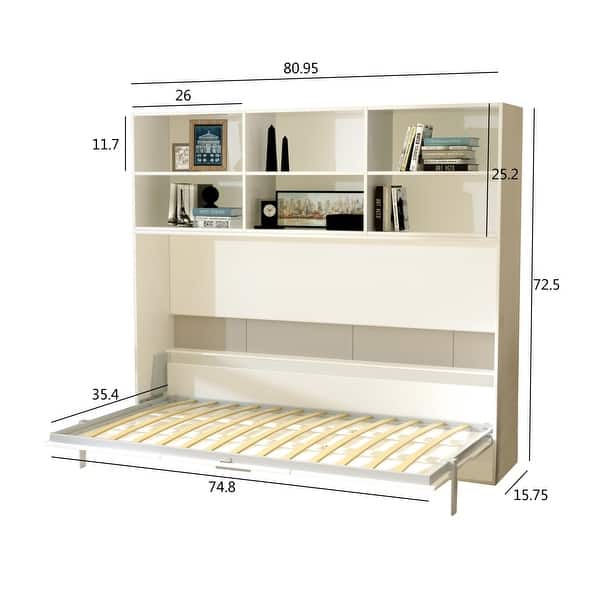 Modern Horizontal Twin Murphy Bed with Shelf Storage - Bed Bath ...