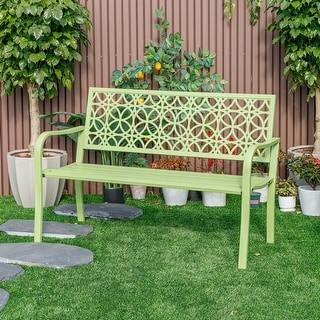 Green Oasis Haven- All-Steel Garden Bench for Relaxation - Bed Bath ...