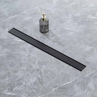 28'' W Linear Shower Grid Drain with 2-in-1 Tile Insert Cover, Brushed ...