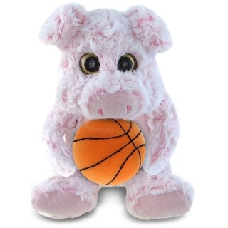 DolliBu Huggable Sitting Pig Stuffed Animal with Basketball Plush Toy ...