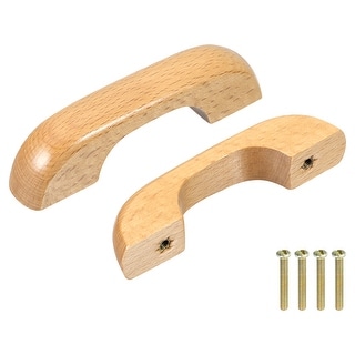 6Pcs U Shaped Beech Wood Cabinets Drawer Pulls Handles - Wood Color ...