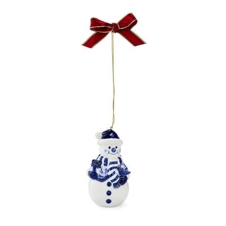 Spode Blue Italian Snowman Ornament - 3" W x 3.6" H - Bed Bath & Beyond ...