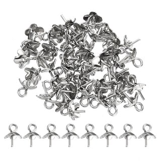 Eye Pin Bail Peg Pendants, 50Pcs 8x6mm Steel Mini Eye Pin, Silver Tone ...