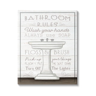 Stupell Rustic Bathroom Rules Sink Canvas Wall Art Design by Elizabeth ...
