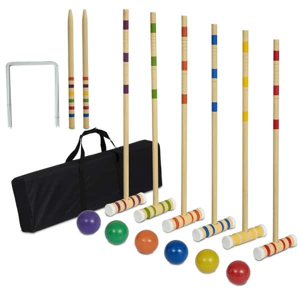 32inch 6 Player Deluxe Croquet Set, Wooden Outdoor Croquet Set with ...
