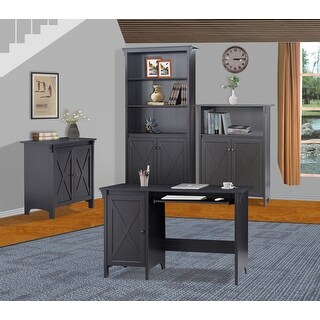 47" Writing Desk Espresso Writing Desk with Keyboard Tray and Enclosed ...