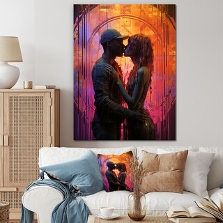 Designart "Vintage Portrait Of Lovers Kissing Retro Colors I" Couple ...