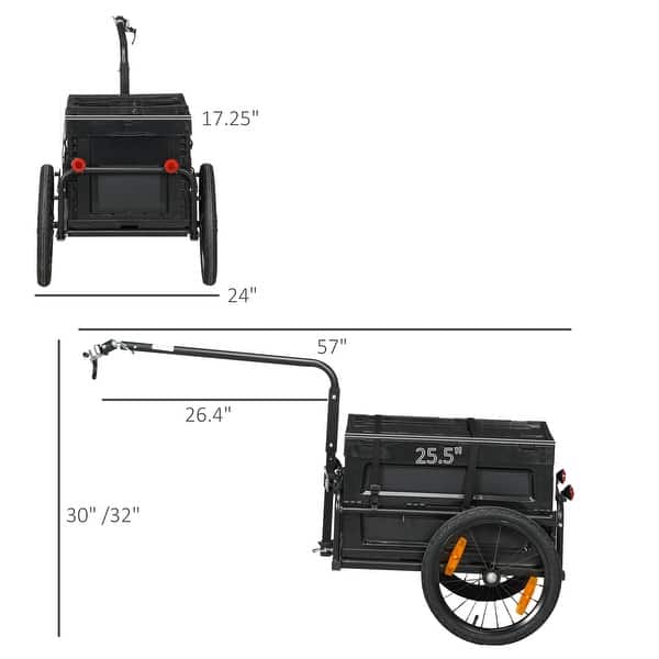 Aosom Bike Cargo Trailer, Bicycle Trailer Wagon Cart with Removable ...