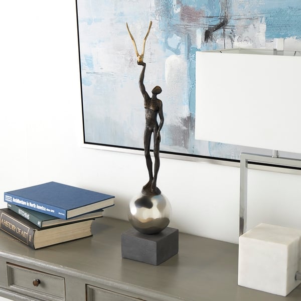 Silver Polystone People Decorative Sculpture with Stainless Steel ...