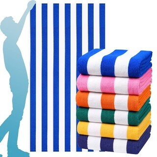 6 Packs Oversized Stripe Beach Towel Thin Terry Set with Beach Extra ...