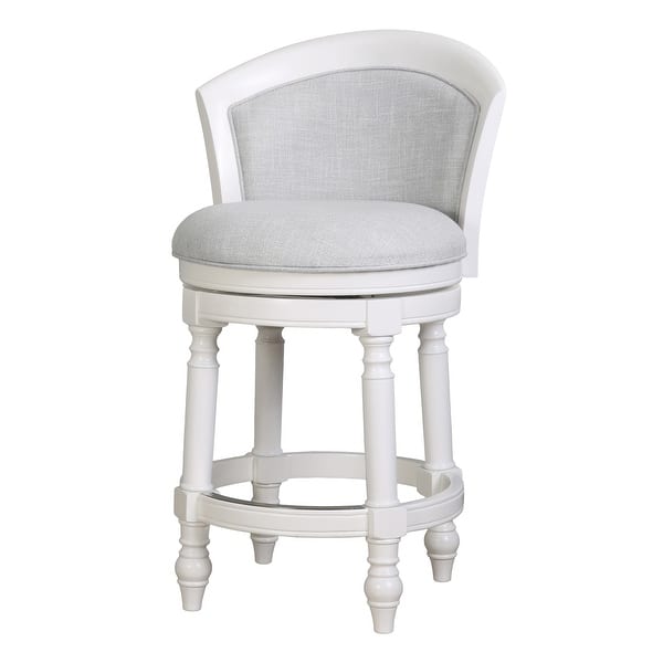 Emily Wood Upholstered Barrel-Back Bar Stool with Swivel Seat - Bed ...