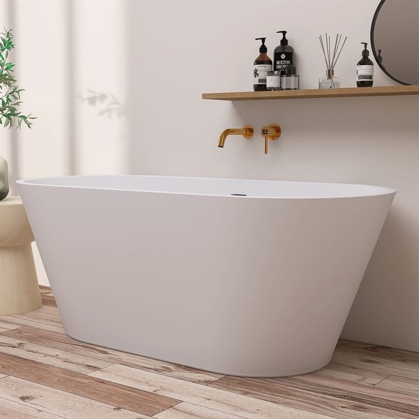 55" Acrylic Free Standing Soaking Tub with Integrated Slotted Overflow ...