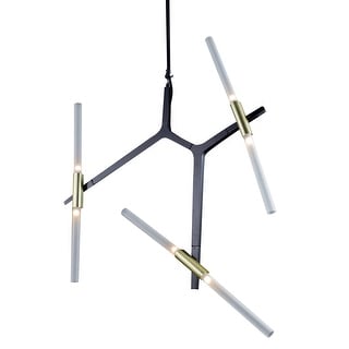 Black Iron Pendant Lighting With White Glass Rods - Bed Bath & Beyond ...