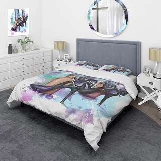 Designart 'Bright Colorful Trendy Fashion Shoes' Modern Duvet Cover Set ...