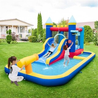 680W Blower and 2 Pools Inflatable Water Slide Bounce House - Bed Bath ...