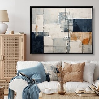Designart "Abstract Blue Beige Road Collage I" Abstract Collages Framed ...