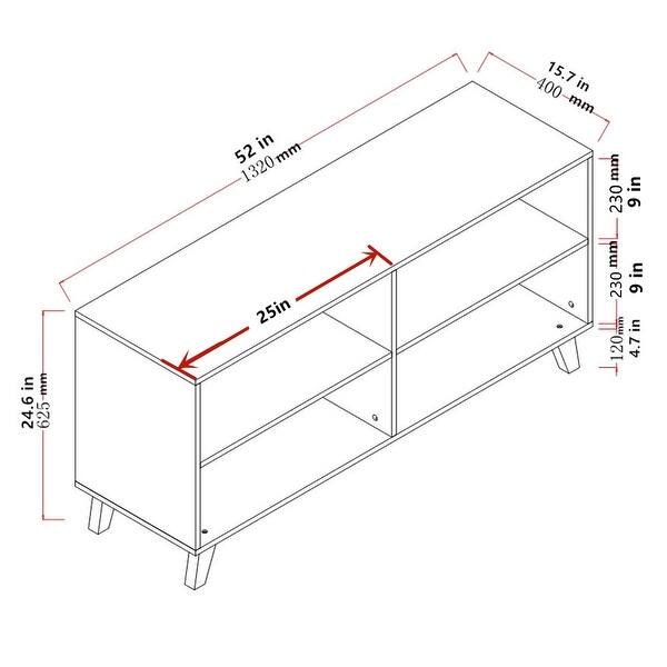 Modern Wood TV Stand Console with 4 Open Shelves and 2 Cord Management ...