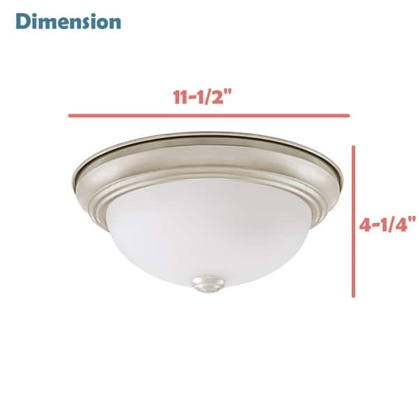 1Lt Flush Mount Ceiling Light Fixture,Brushed Nickel,White Alabaster ...