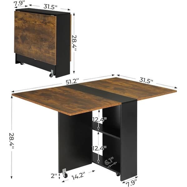 Folding Dining Table with 6 Wheels Drop Leaf Tables - Bed Bath & Beyond ...