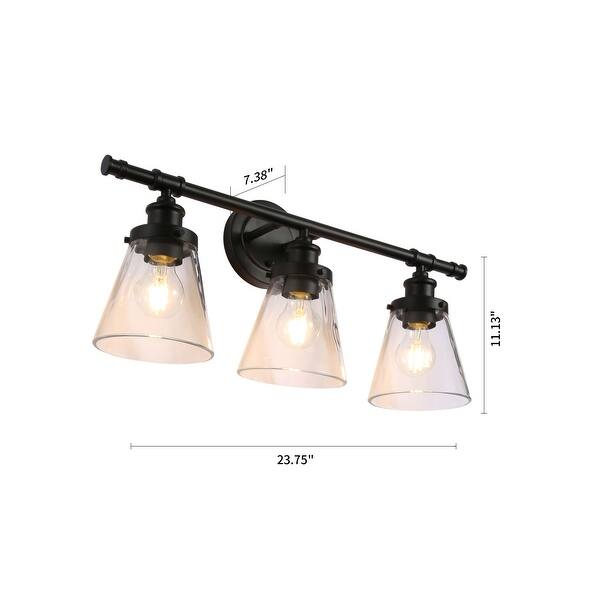 Defong 3-Light Vanity Light Fixture with Clear Glass Shade - Black ...