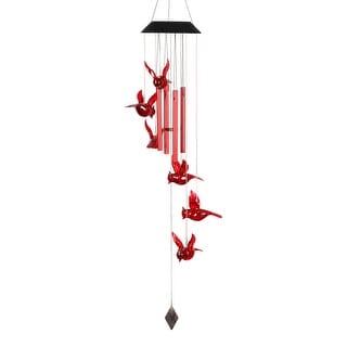 Exhart Solar Cascading Red Cardinal Acrylic and Metal Wind Chime with ...