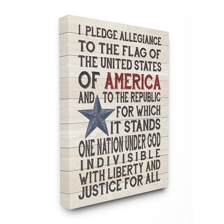 Stupell Pledge of Allegiance Stars and Stripes Americana Rustic Wood ...