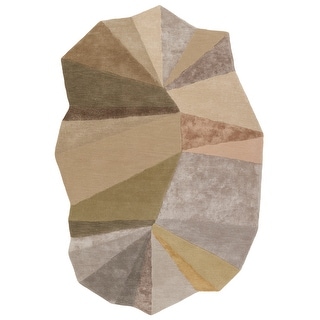Careen Handmade Abstract Tan/Green Area Rug - Bed Bath & Beyond - 39047721