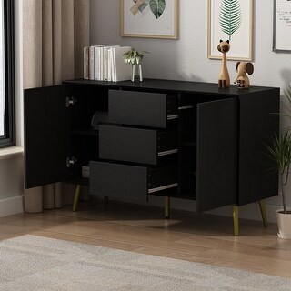 Modern Buffet Cabinet w/ Doors Pop-up Drawers Black by Kerrogee - 47.2 ...